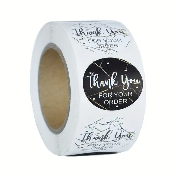 Office | New 50 Stickers Thank You For Your Order Stickers Marble Black ...